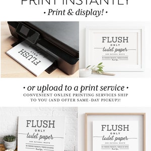 Flush Only Toilet Paper & Natural Waste Printable Sign ~ Download ...