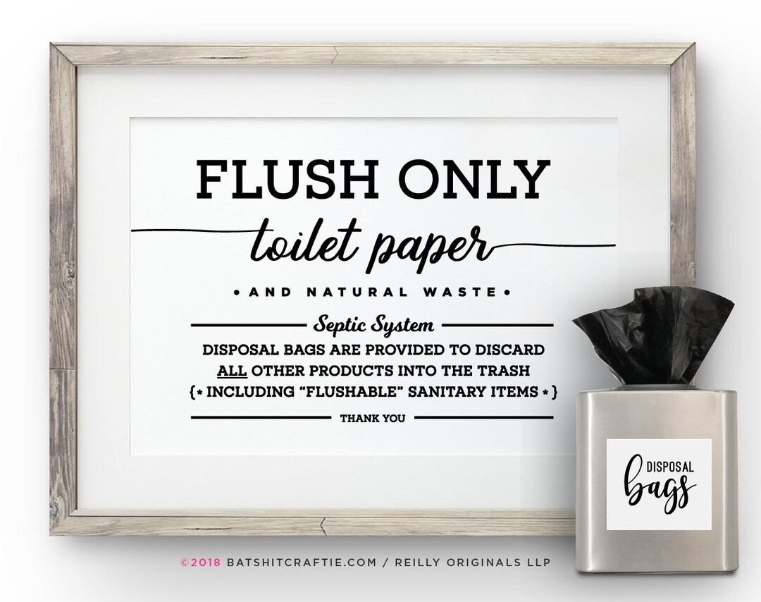 Flush Only Toilet Paper & Natural Waste Septic System PRINTABLE Sign ...