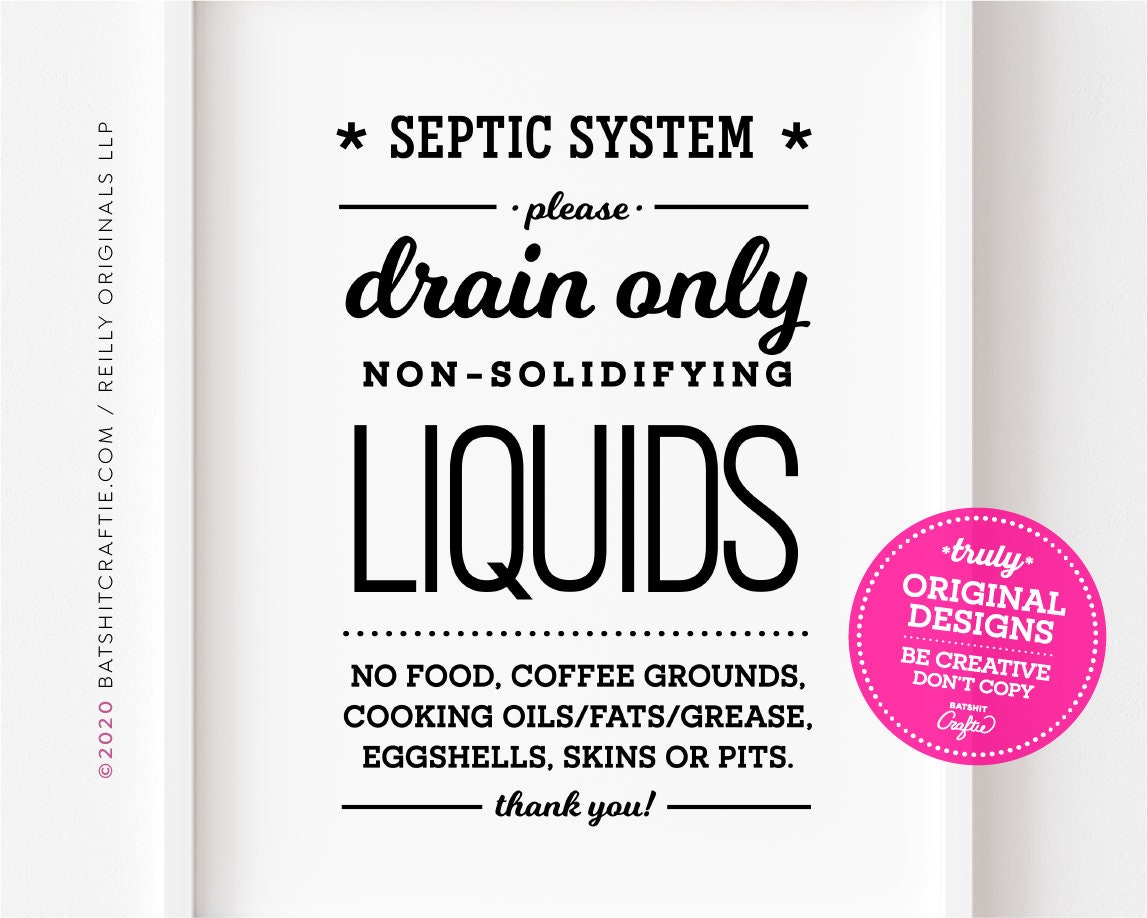 Septic System PRINTABLE Kitchen Sign Drain Only - Etsy