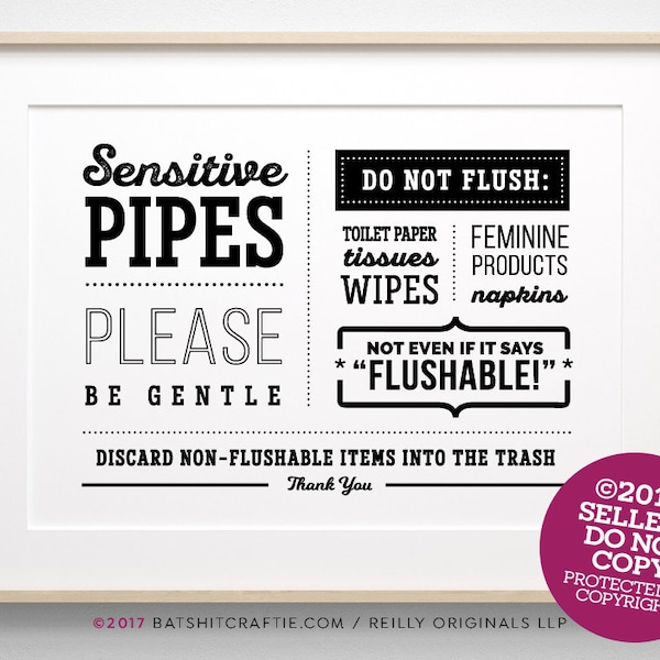 Printable Please Do Not Flush Feminine Products Sign - Etsy
