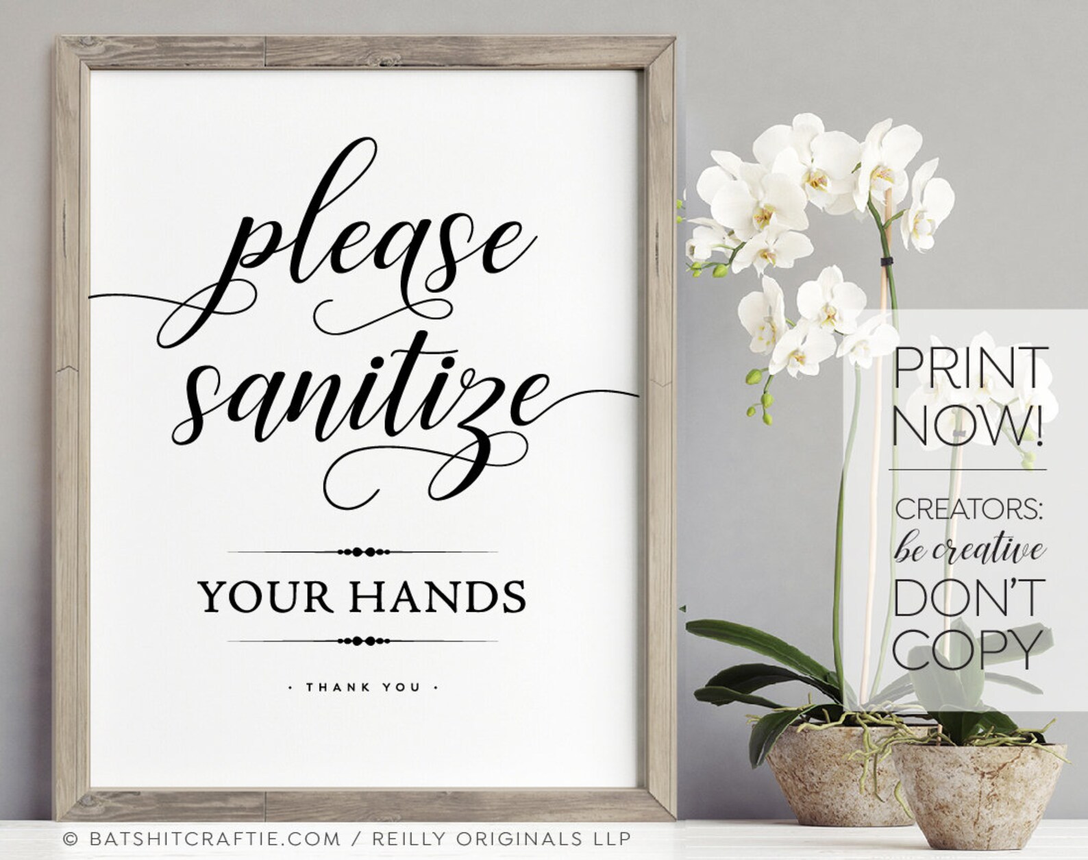 Please Sanitize Elegant PRINTABLE Sign Casual Modern Script | Etsy