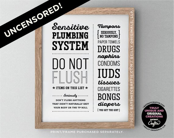 FUNNY Septic System Sign PRINTABLE Bathroom Sensitive Plumbing | Etsy