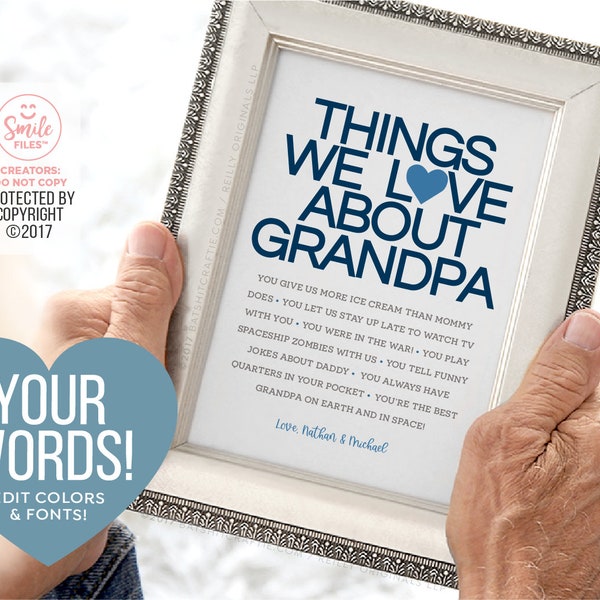 Things We Love About Grandpa - Etsy
