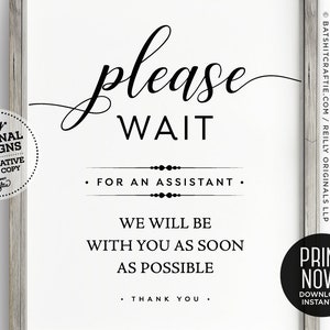 Please Wait for Assistant PRINTABLE SIGN ~ Modern Elegant Poster Office ...