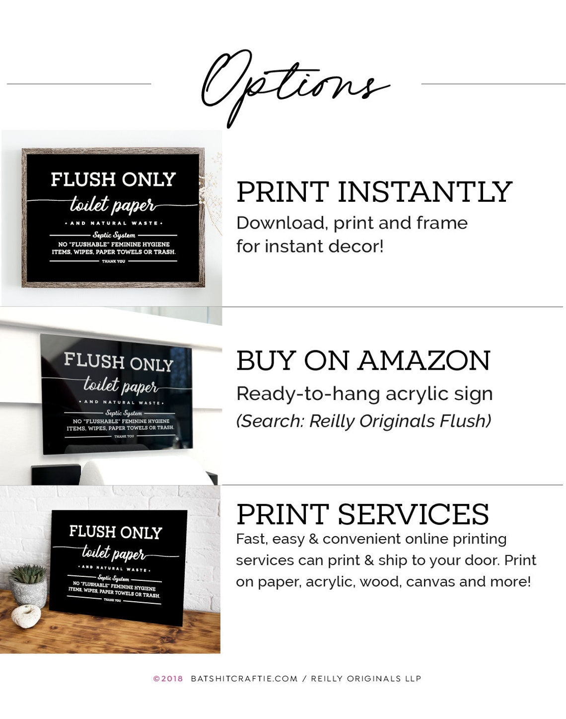 Flush Only Toilet Paper & Natural Waste Septic System Sign ~ Ready to ...