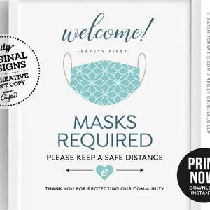 Mask Required PRINTABLE Sign ~ Please Keep Safe Distance of 6 Feet ...