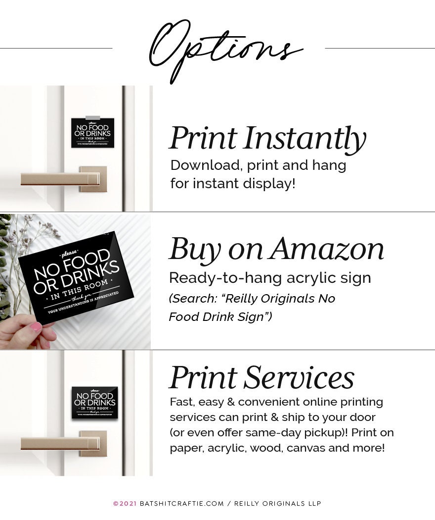 No Food or Drinks in This Room Sign, Download and Print Instantly or ...