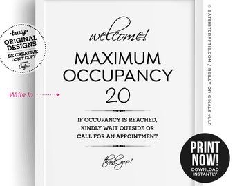 Maximum Occupancy Sign - Etsy