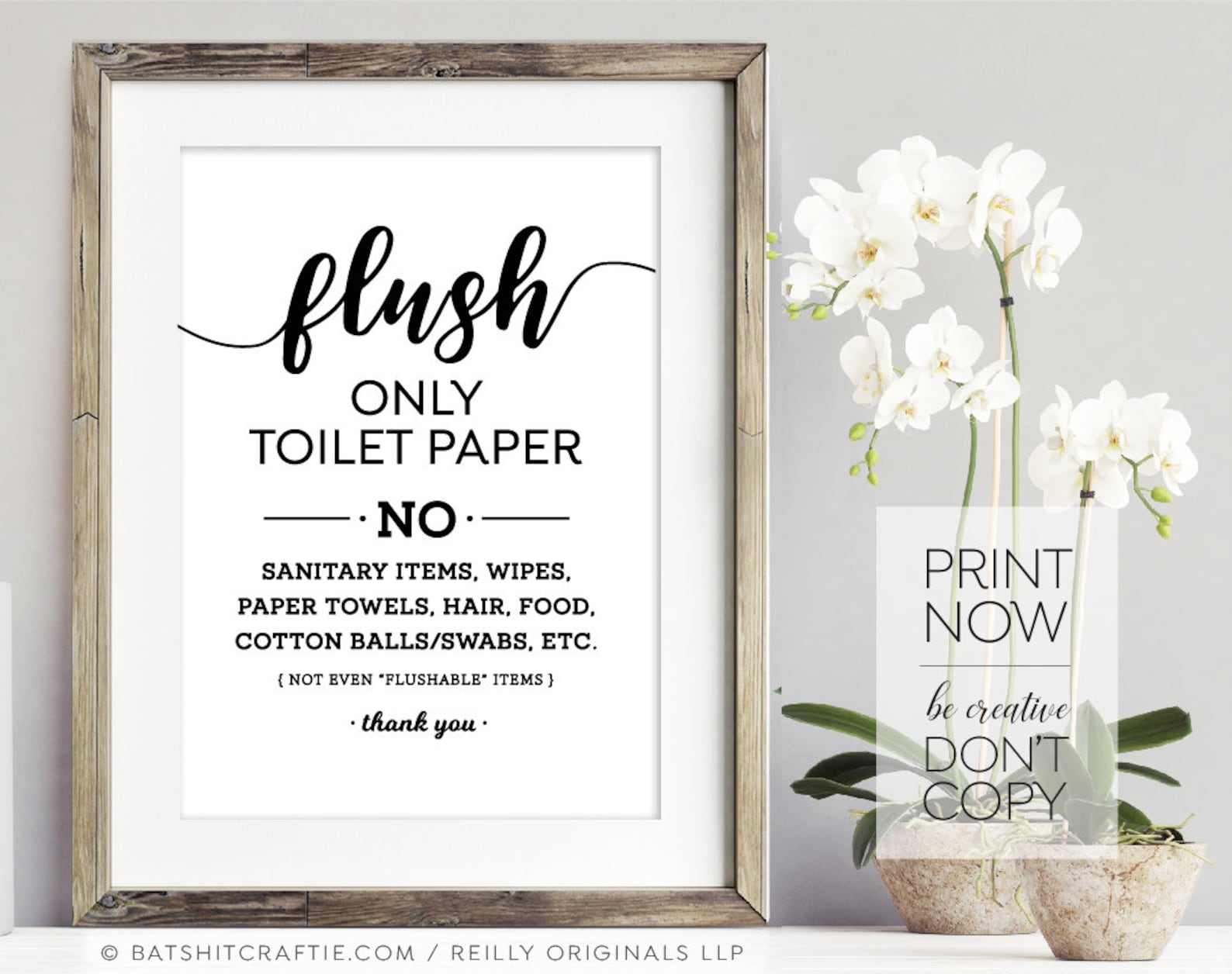 Cute Flush Only Toilet Paper PRINTABLE Bathroom Sign for - Etsy
