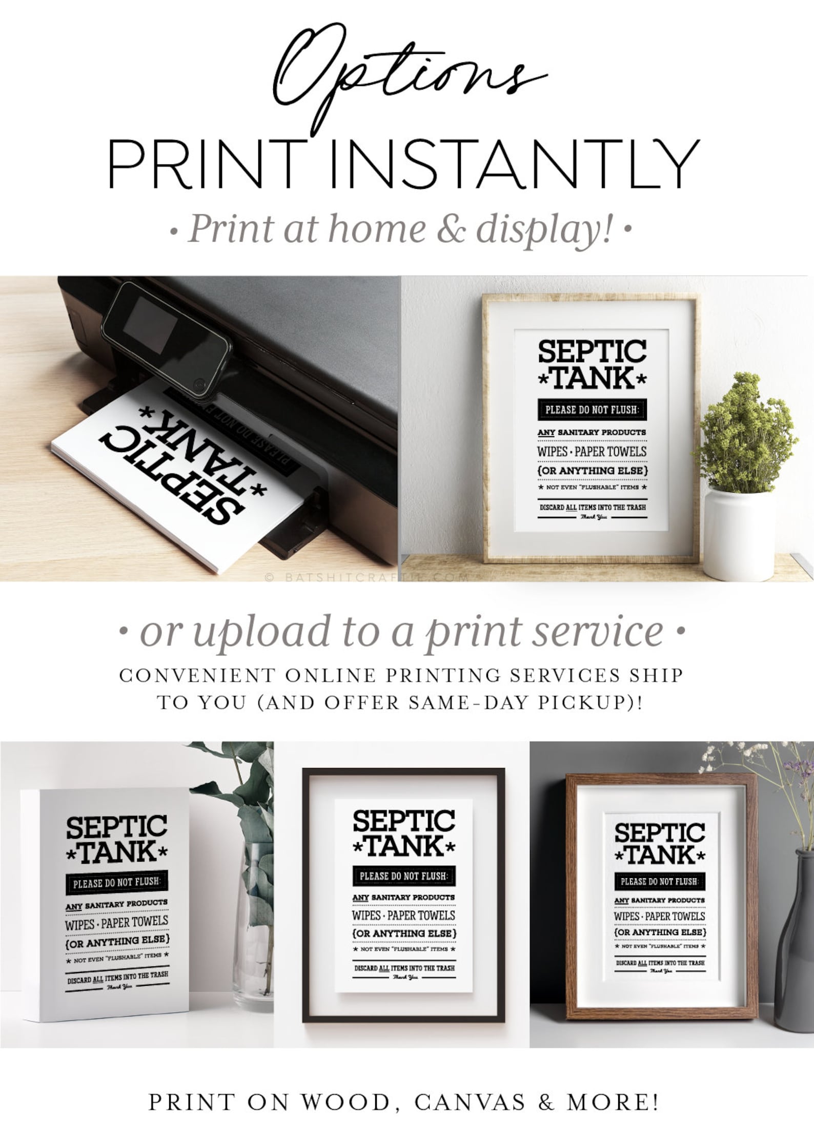 Septic Tank Bathroom Sign INSTANT DOWNLOAD PRINTABLE System Do Not ...