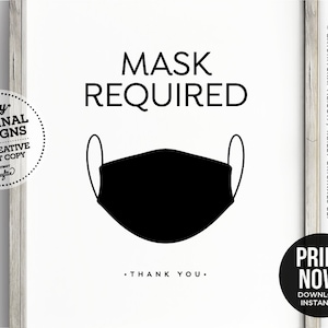 Simple Face Mask Required PRINTABLE SIGN Office Workplace - Etsy