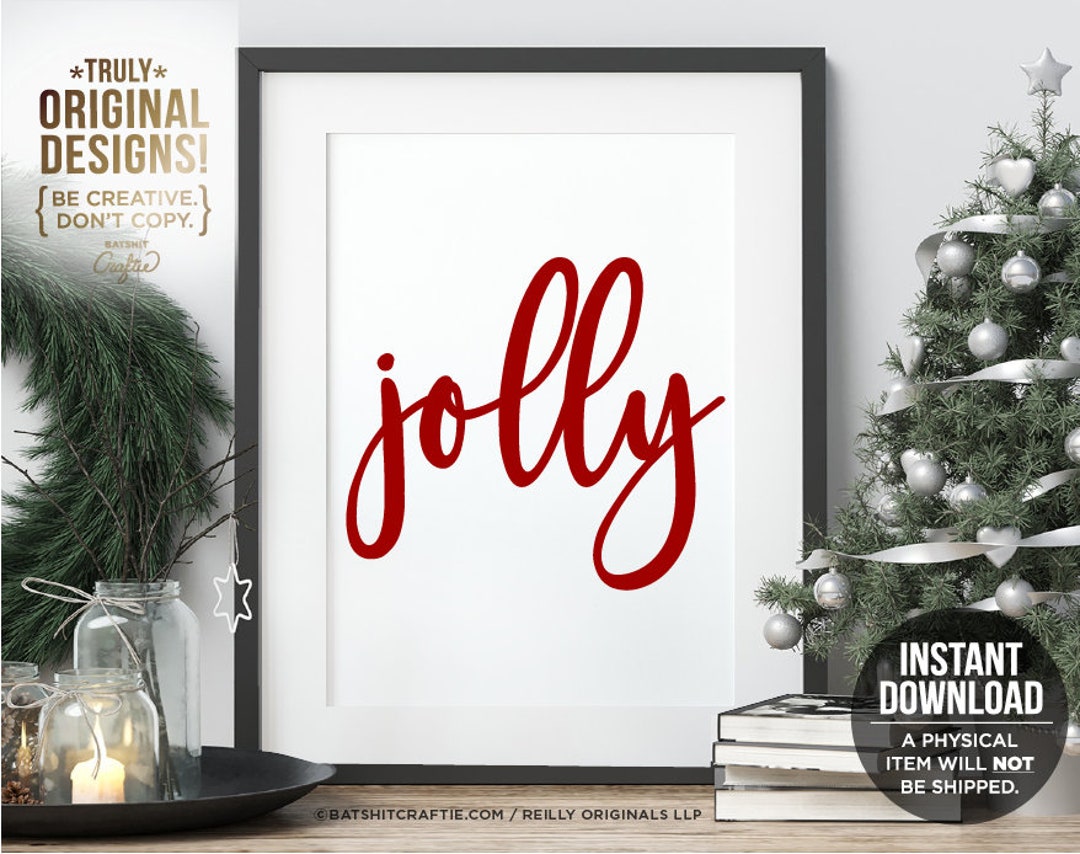 Elegant Christmas PRINTABLE Jolly Script Word Sign Happy Holiday Home ...