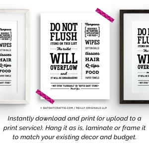 Funny PRINTABLE Bathroom Sign ~ Overflow Embarassed ~ Do Not Flush Only ...