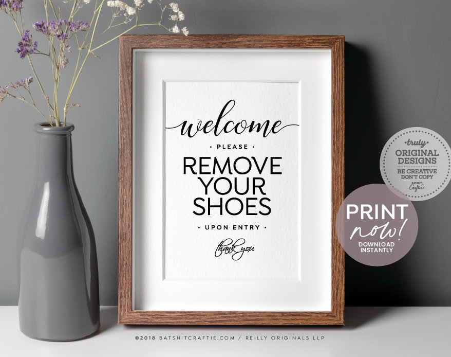 Welcome Please Remove Your Shoes PRINTABLE SIGN Instantly | Etsy