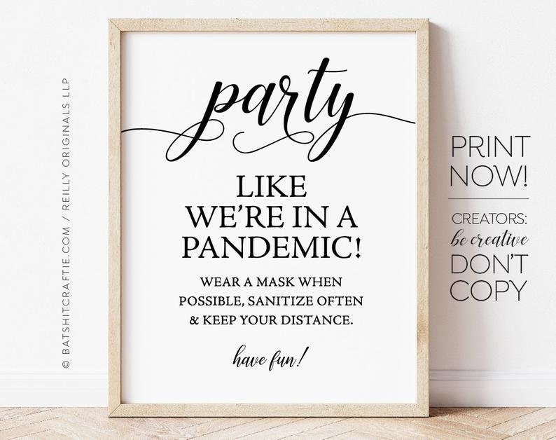 Party Like We're in a Pandemic Funny Printable Safety - Etsy