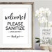 Welcome Please Sanitize Upon Entry PRINTABLE Sign ~ Cute Script Poster ...