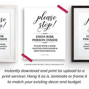 STOP High Risk Person Inside Printable Sign ~ Wear a Mask Keep Social ...