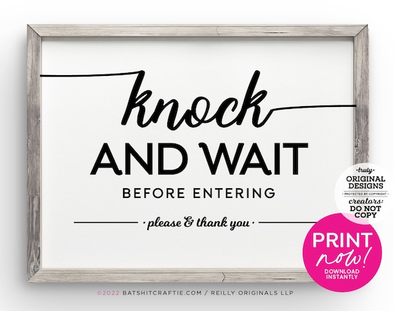 Knock and Wait Before Entering Printable Sign Wall Art Decor - Etsy UK