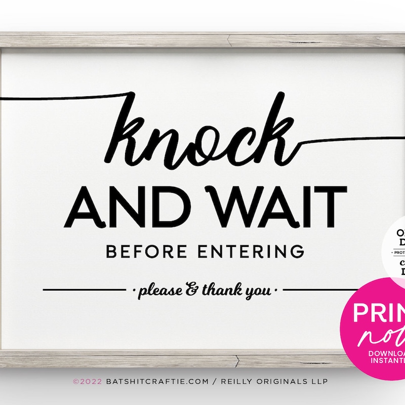 Please Knock and Wait Sign - Etsy