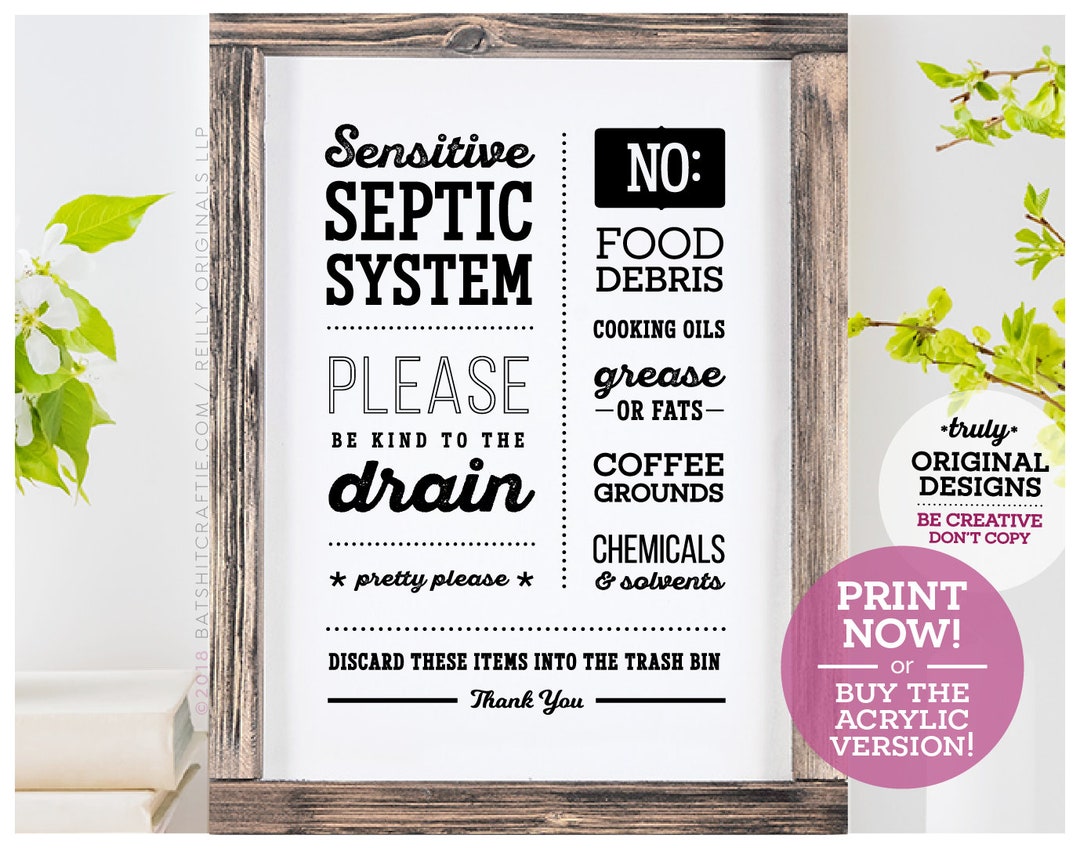 Sensitive Septic System Sign ~ Be Kind to the Drain ~ Ready to Ship or ...