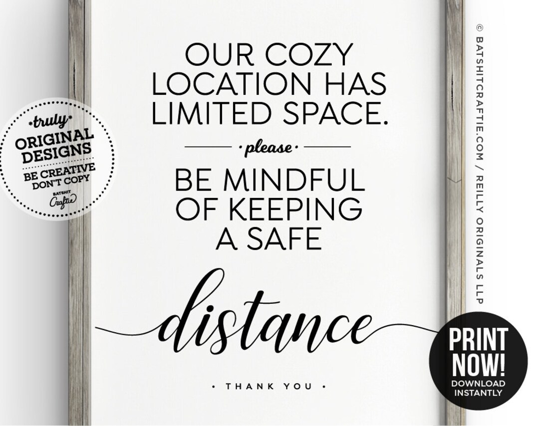 Small Space Social Distancing PRINTABLE SIGN Limited Room - Etsy