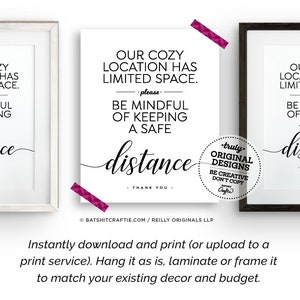 Small Space Social Distancing PRINTABLE SIGN Limited Room - Etsy