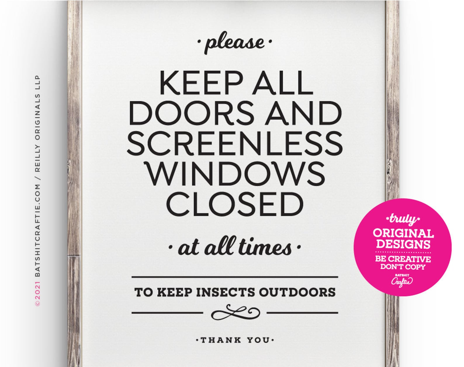 Keep Doors & Screenless Windows Closed to Keep Insects Outside - Etsy
