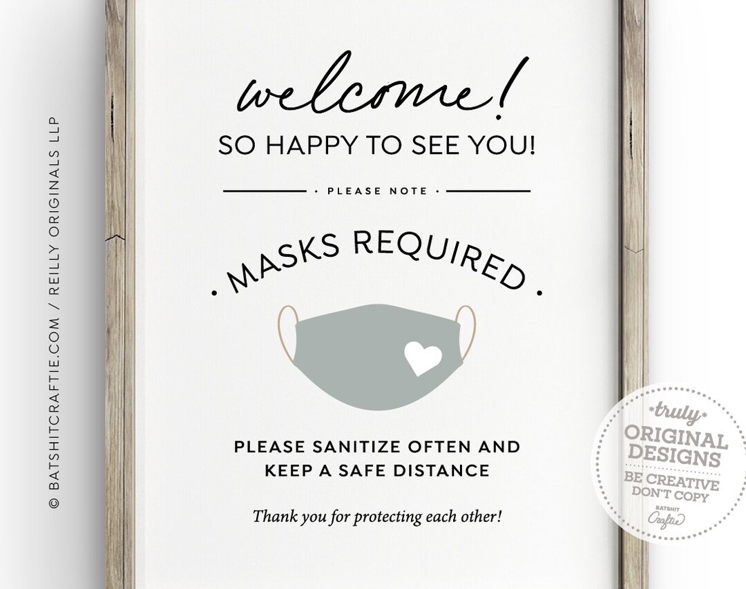 Cute Mask Required PRINTABLE Sign Sanitize Often & Keep a - Etsy