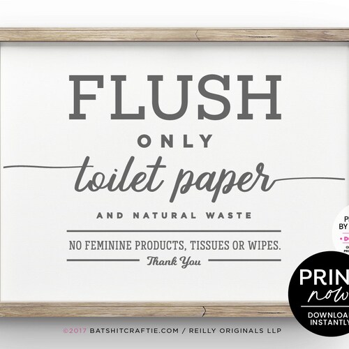 Flush Only Pee Poo A Little Toilet Paper Printable Sign - Etsy
