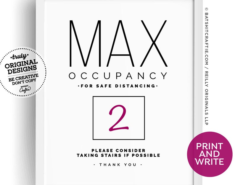 Elevator Maximum Occupancy PRINTABLE SIGN Fill in Modern - Etsy