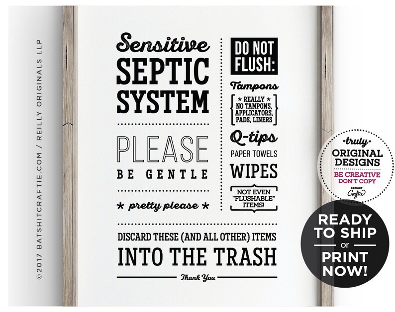 Sensitive Septic System Sign Ready to Ship or Print at Home | Etsy