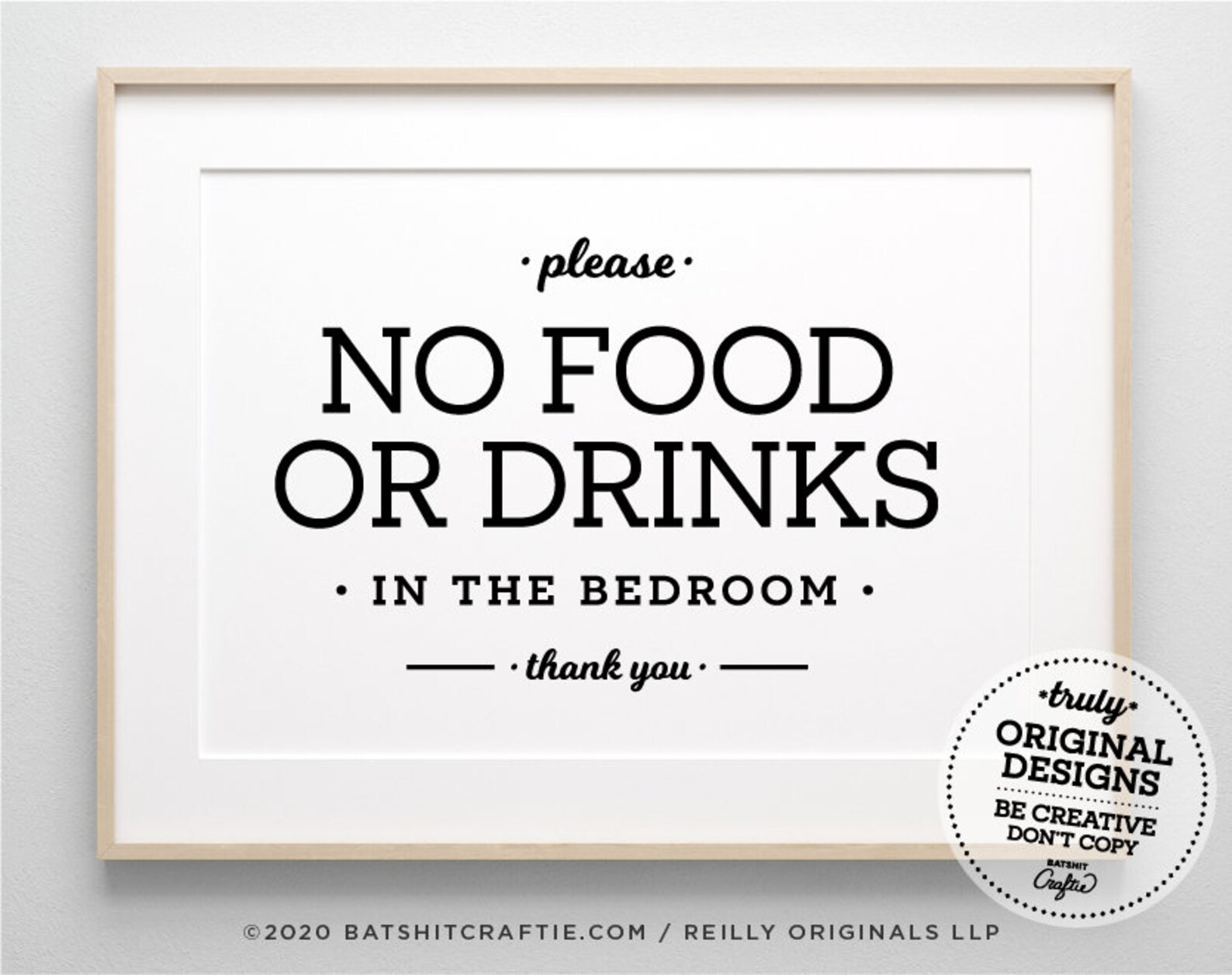 No Food or Drink in the Bedroom Printable Sign ~ Instant Digital ...