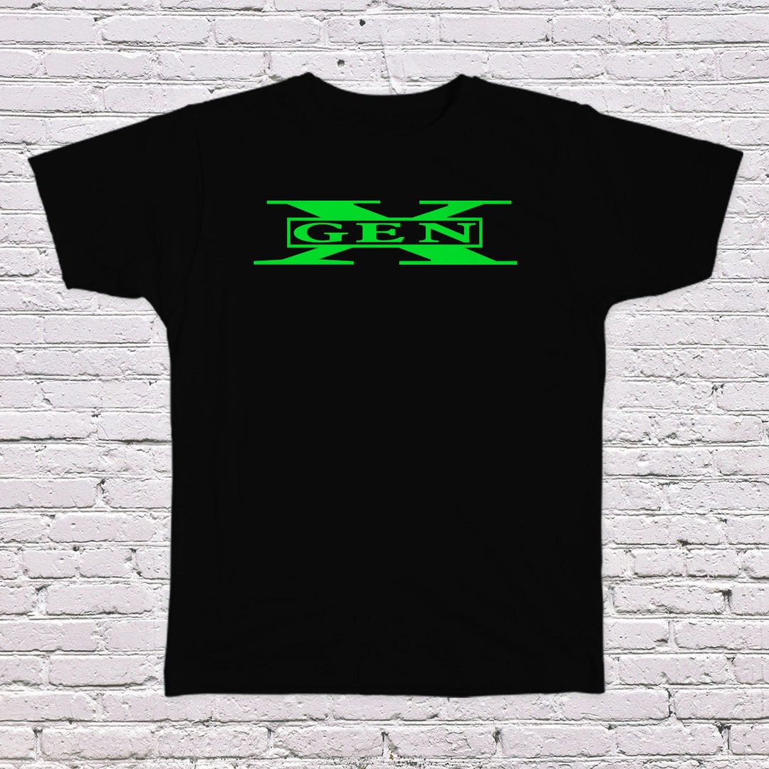 Gen X Black T-shirt, Neon Green Print - Etsy