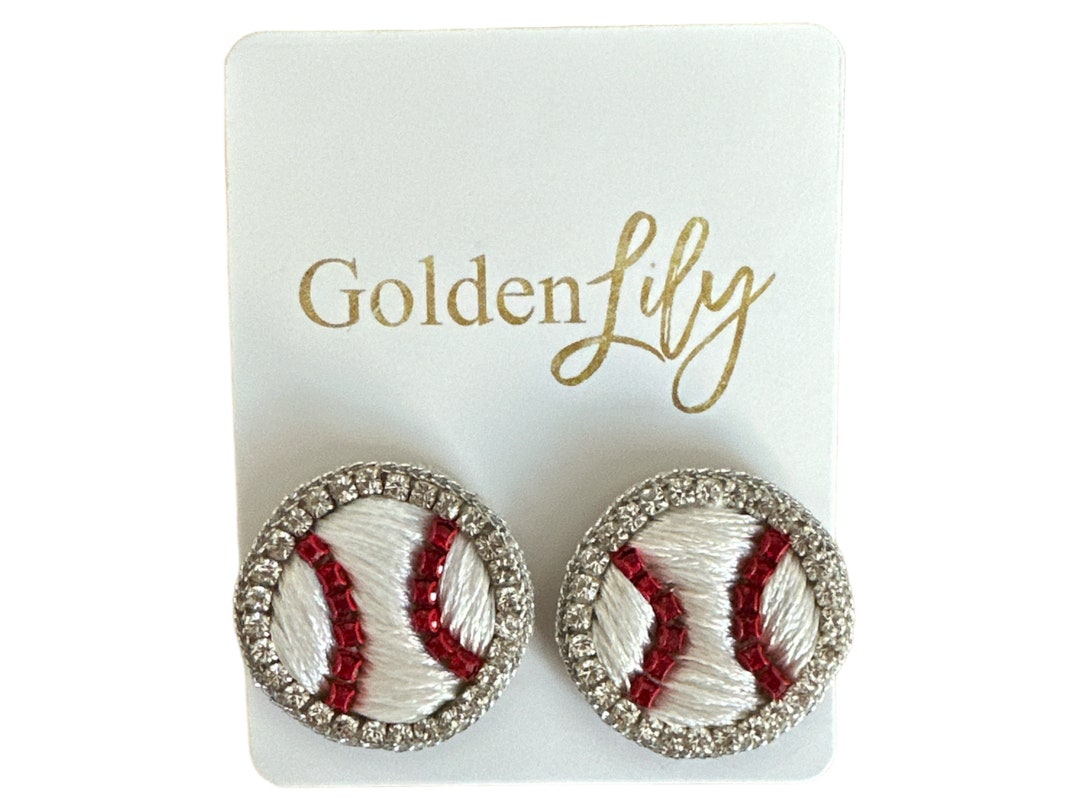 Baseball Stud Earrings, Fancy Baseball Stud Earrings - Etsy