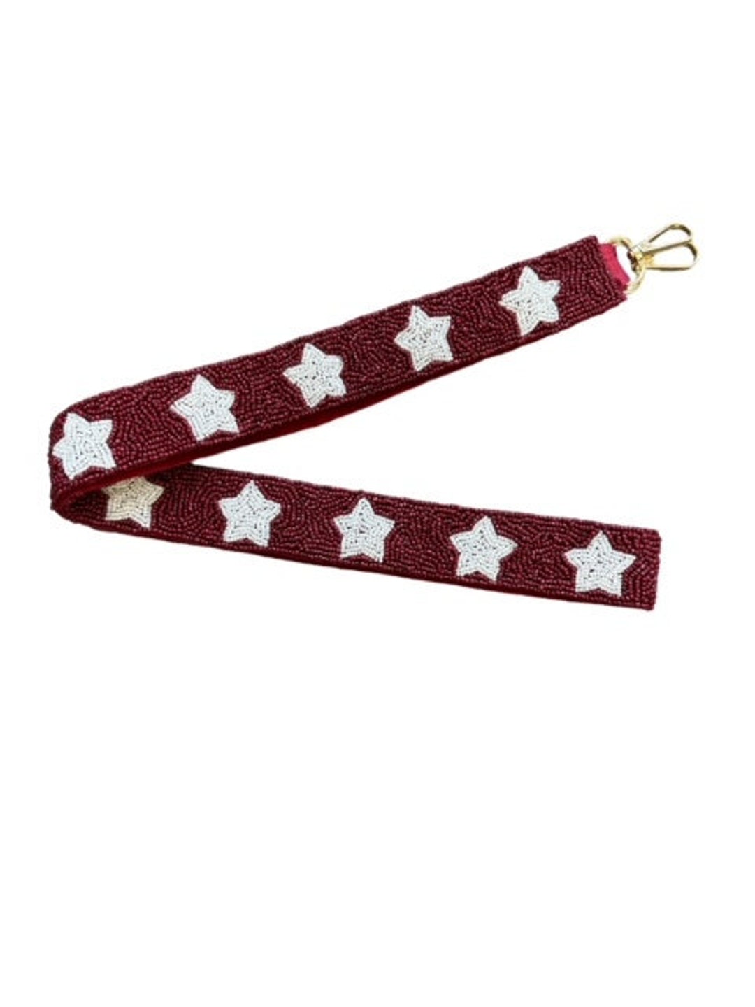 Seed Bead Strap for Handbag, Clear Bag Strap, Maroon and White Star ...