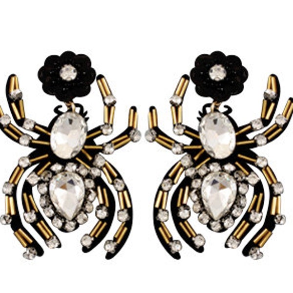 Rhinestone Spider Earrings - Etsy