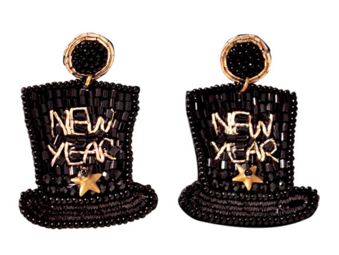 New Year's Eve Earrings, New Year's Hat Earrings, 2021 Earrings - Etsy