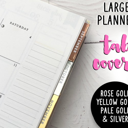 Large Tabs Large Month Tabs Large Planner Tab Covers Foiled | Etsy