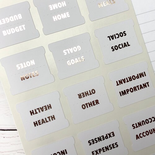 Tab Stickers Sheet of 15 White Foiled Medium Monthly Tab - Etsy