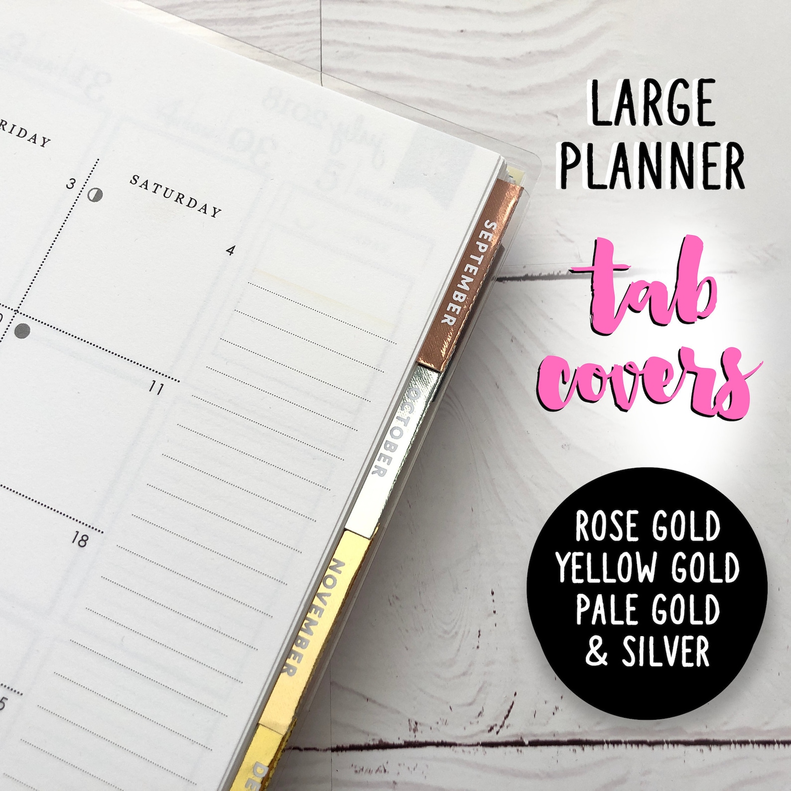 Large Tabs Large Month Tabs Large Planner Tab Covers Foiled - Etsy