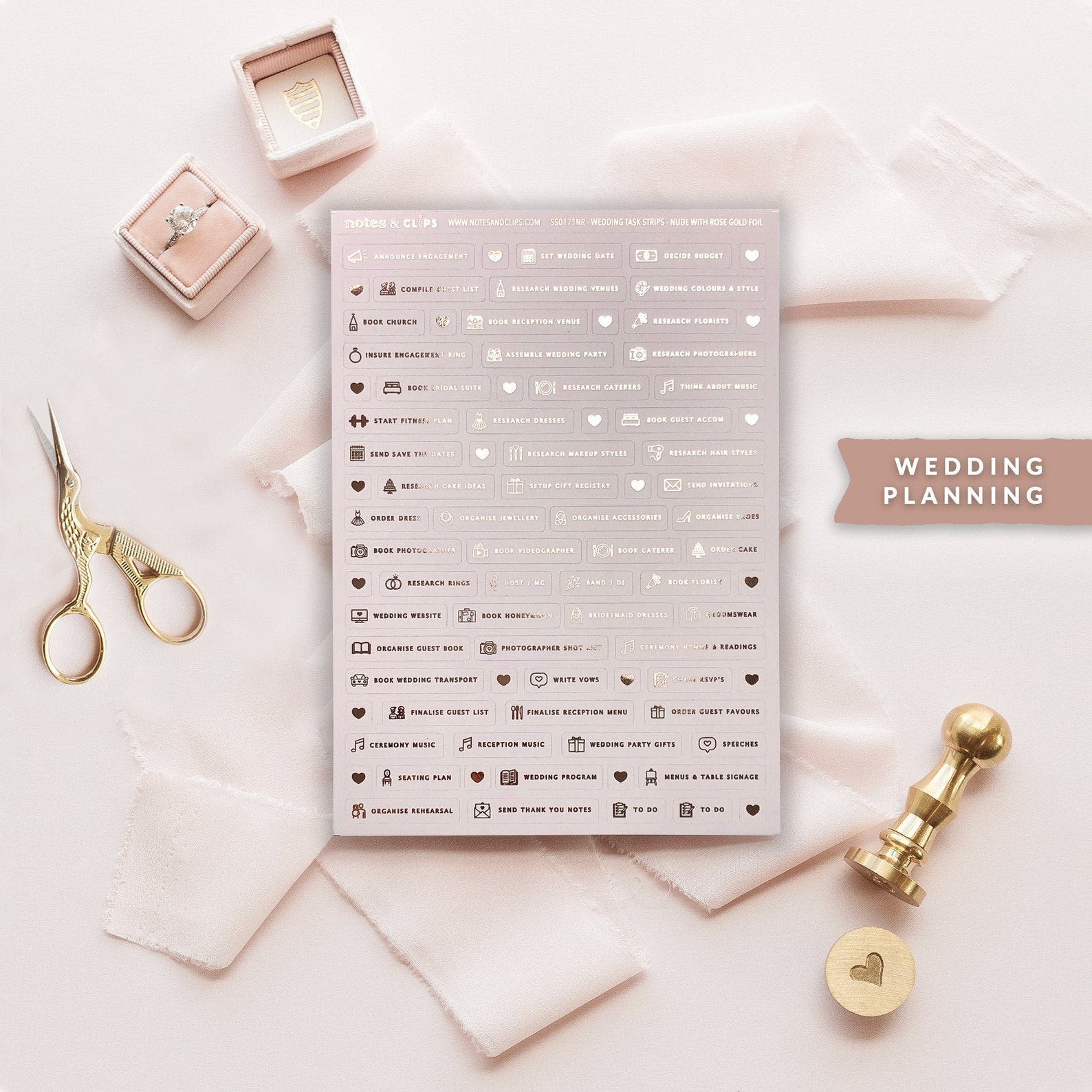 Foiled Task Stickers - Wedding Planning Stickers - Etsy UK
