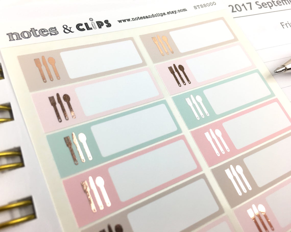 Meal Stickers Dinner Stickers Planner Stickers Foil Planner - Etsy