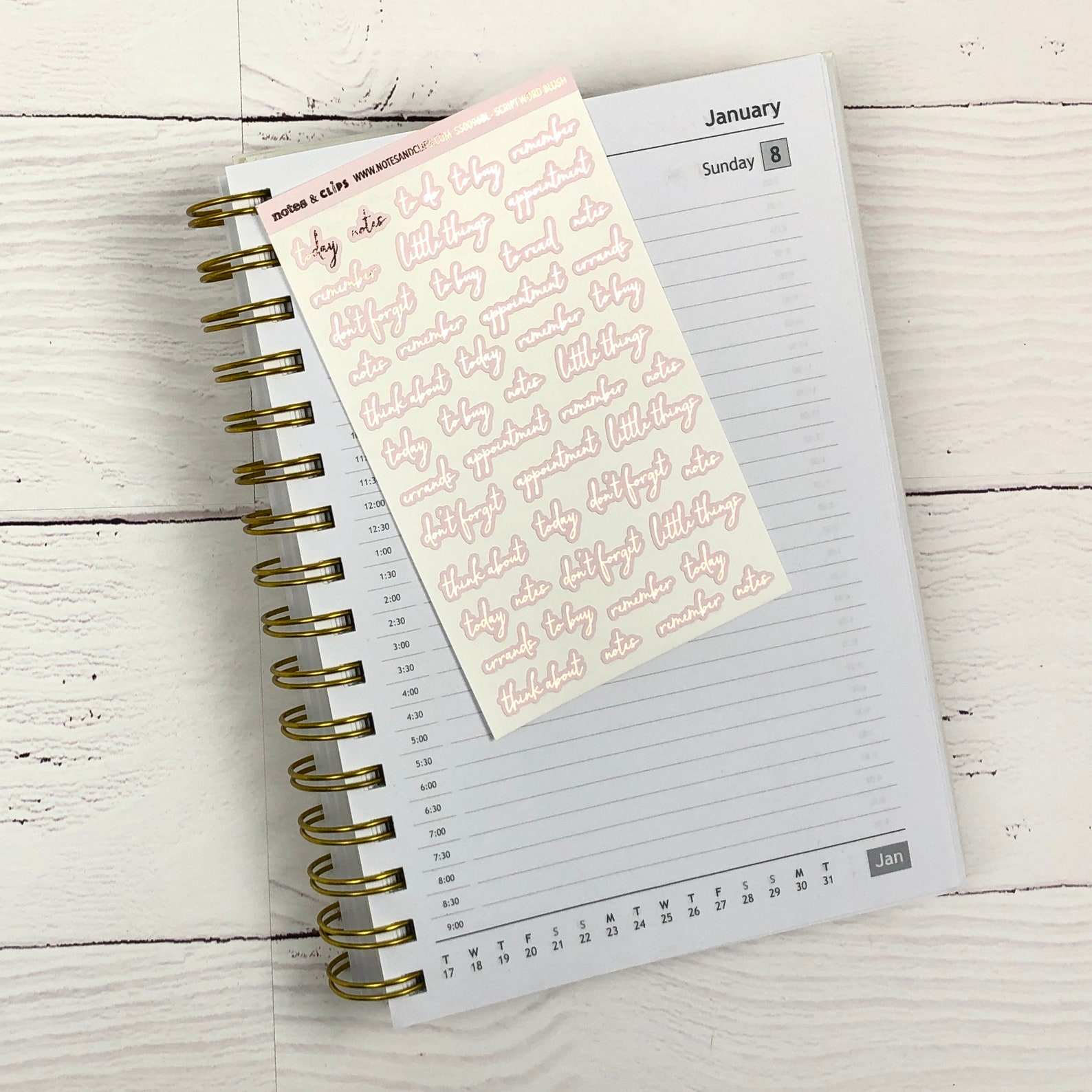 Blush & Foil Script Word Stickers | Etsy