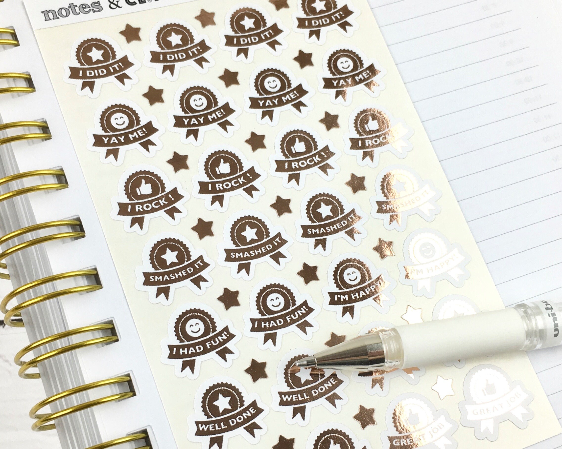 Achievement Stickers Foil Planner Stickers Functional | Etsy