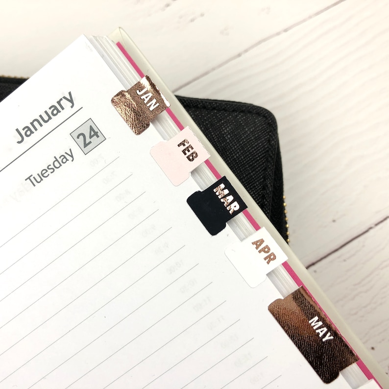 Black & Foil Small Monthly Tabs - Etsy