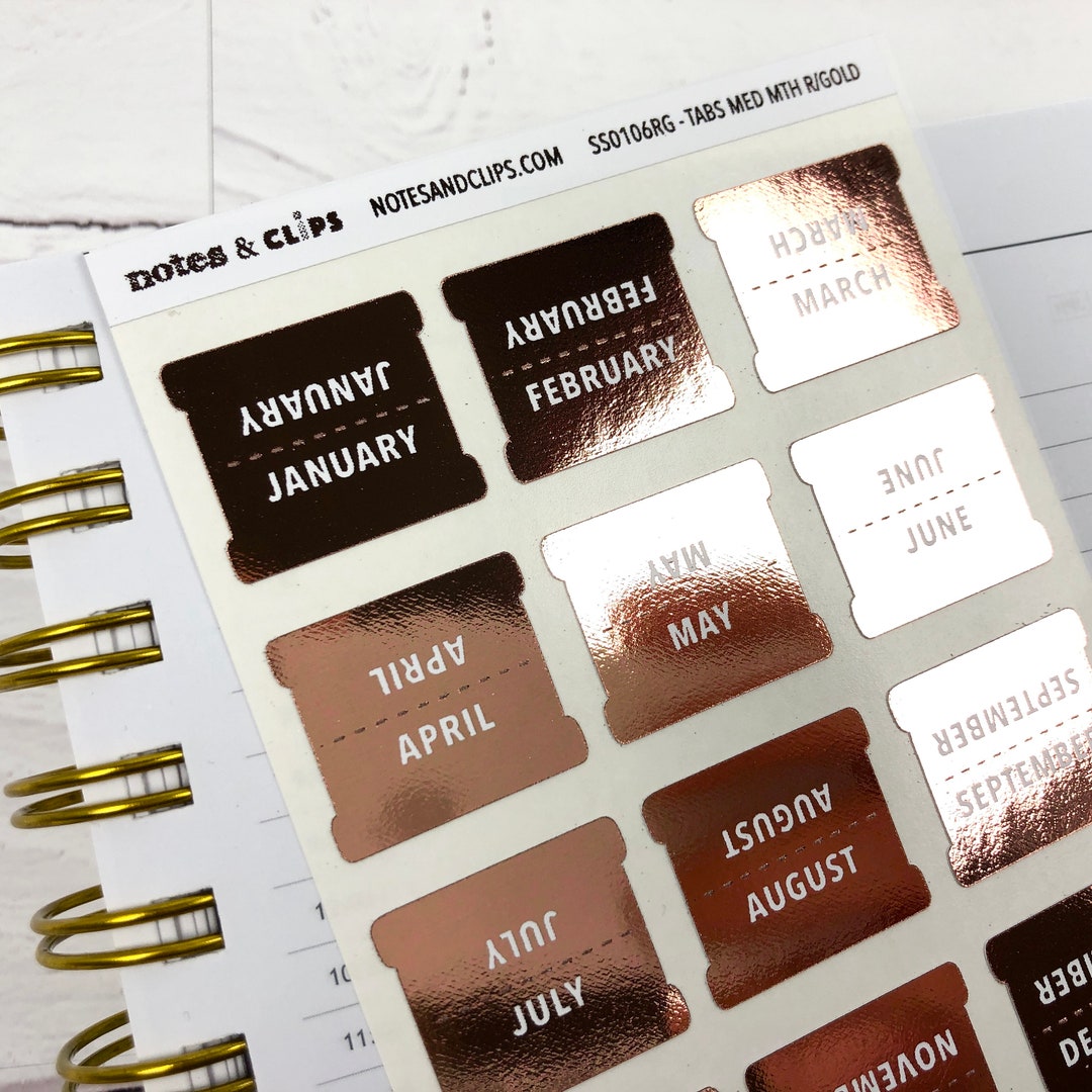 Foiled Medium Tab Month Stickers - Etsy