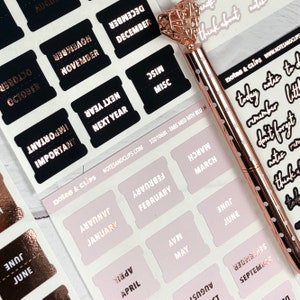 Blush Foiled Medium Tab Stickers - Etsy