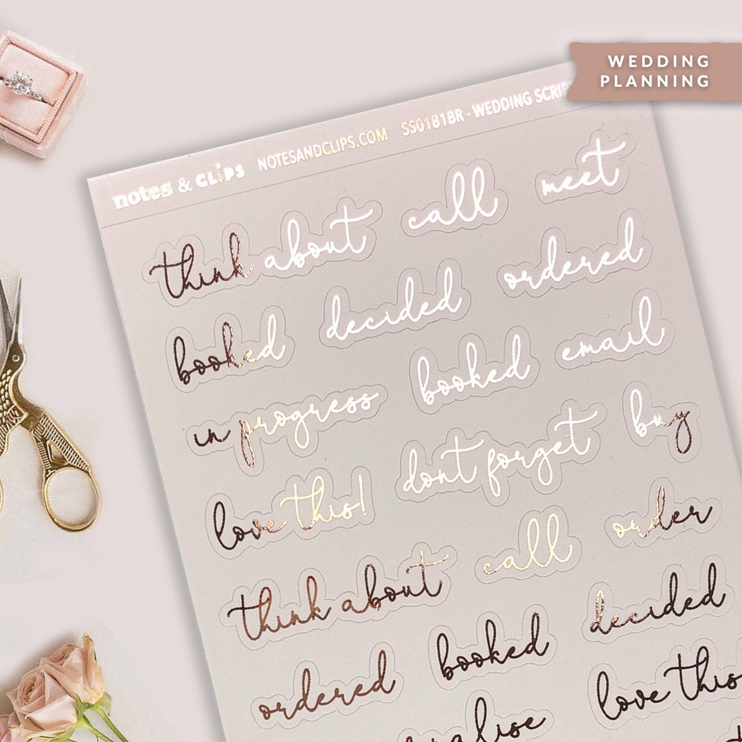 Foiled Wedding Script Words - Wedding Planning Stickers - Etsy