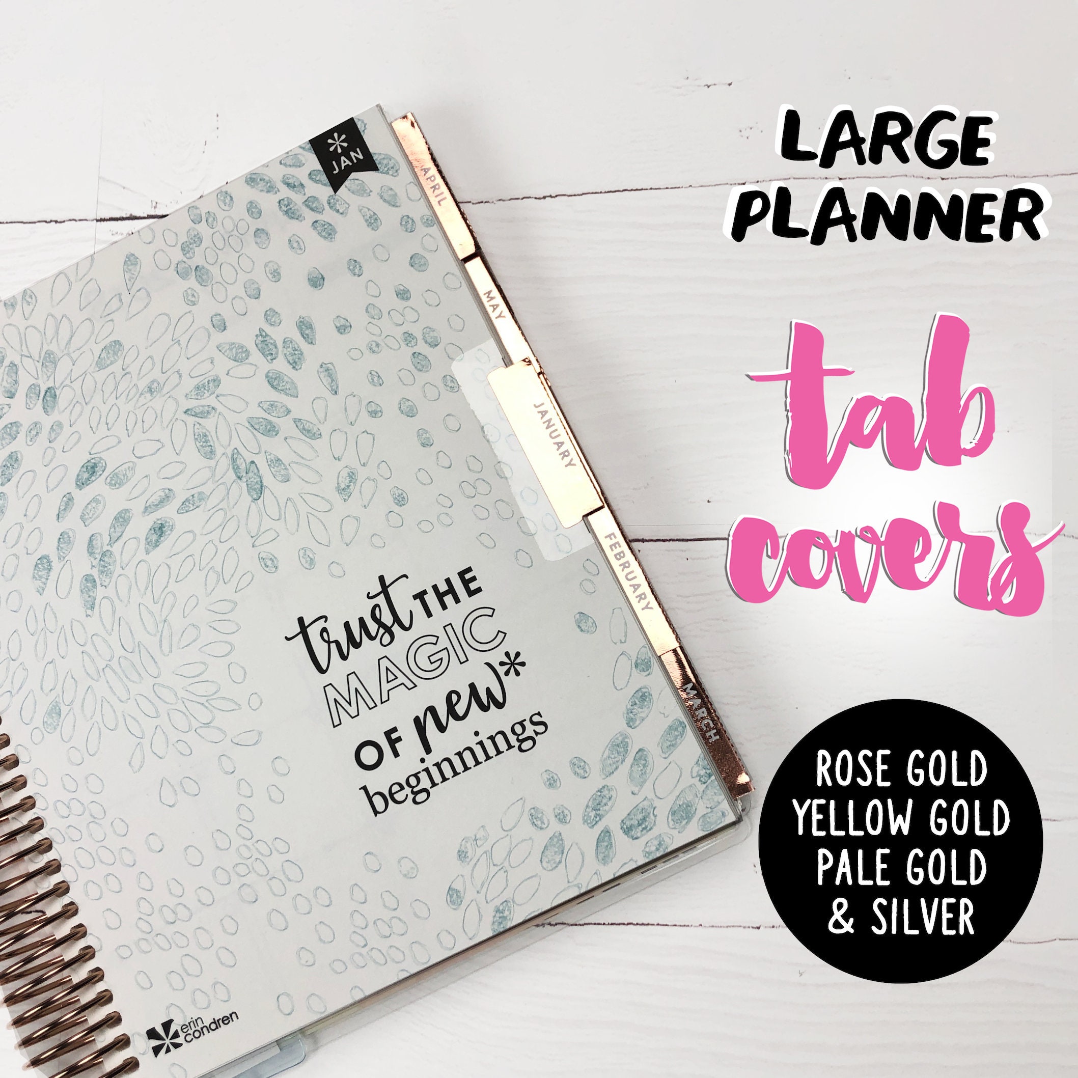 Large Tabs Large Month Tabs Large Planner Tab Covers Foiled | Etsy