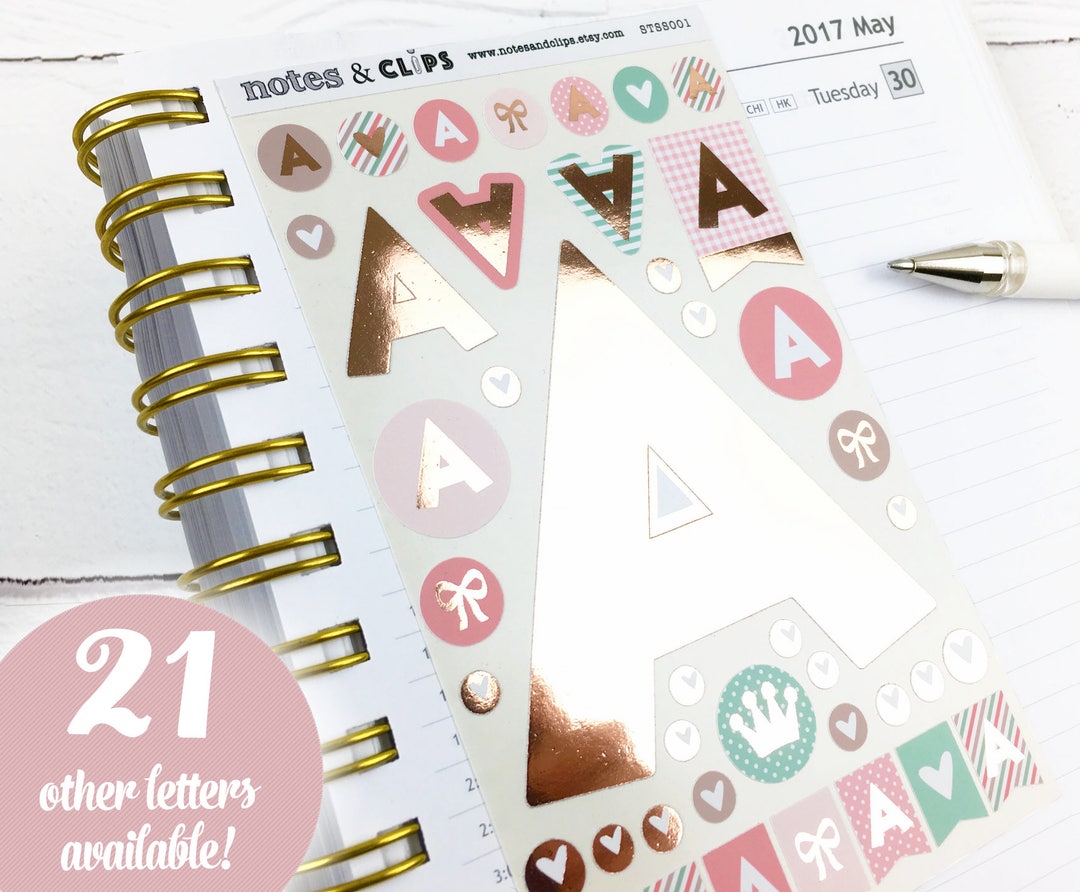 Alphabet Stickers, Pink and Mint, Beautiful Planning, Patterned ...